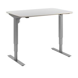 Schreibtisch Atlanta Trend, elektrisch höhenverstellbar, gerade, abgerundete Ecken, BxT 1200 x 800 mm, weiß/silber kaiserkraft