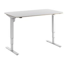 Schreibtisch Atlanta Trend, elektrisch höhenverstellbar, gerade, abgerundete Ecken, BxT 1400 x 800 mm, weiß/weiß kaiserkraft