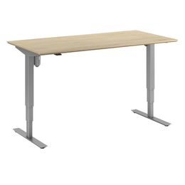 Schreibtisch Atlanta Trend, elektrisch höhenverstellbar, gerade, BxT 1600 x 800 mm, Eiche/silber kaiserkraft