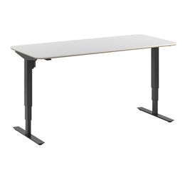 Schreibtisch Atlanta Trend, elektrisch höhenverstellbar, gerade, abgerundete Ecken, BxT 1800 x 800 mm, weiß/schwarz kaiserkraft
