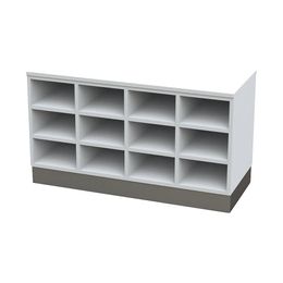 Sitover-Garderobenbank, einseitig, melaminbeschichtet, 15 F&auml;cher, L&auml;nge 1360 mm, wei&szlig;, Edelstahlsockel kaiserkraft