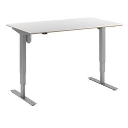 Schreibtisch Atlanta Trend, elektrisch höhenverstellbar, gerade, BxT 1400 x 800 mm, weiß/silber kaiserkraft