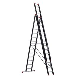 Altrex Mehrzweckleiter, Alu beschichtet, 3-teilig, schwarz, 3 x 14 Sprossen