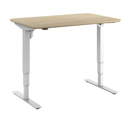 Schreibtisch Atlanta Trend, elektrisch höhenverstellbar, gerade, abgerundete Ecken, BxT 1200 x 800 mm, Eiche/weiß kaiserkraft