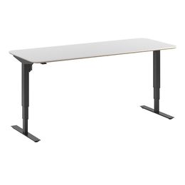 Schreibtisch Atlanta Trend, elektrisch höhenverstellbar, gerade, abgerundete Ecken, BxT 2000 x 800 mm, weiß/schwarz kaiserkraft