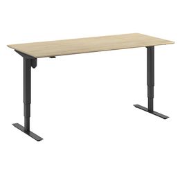 Schreibtisch Atlanta Trend, elektrisch höhenverstellbar, gerade, BxT 1800 x 800 mm, Eiche/schwarz kaiserkraft
