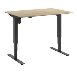 Schreibtisch Atlanta Trend, elektrisch höhenverstellbar, gerade, BxT 1200 x 800 mm, Eiche/schwarz kaiserkraft