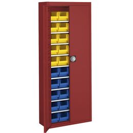 Mauser Magazinschrank mit Sichtlagerk&auml;sten, HxBxT 1740 x 680 x 280 mm, einfarbig, rot, 40 K&auml;sten