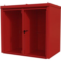 eurokraft pro Gasflaschencontainer mit Trennwand, feuerbest&auml;ndig, f&uuml;r 45 Flaschen mit &Oslash; 230 mm, rot