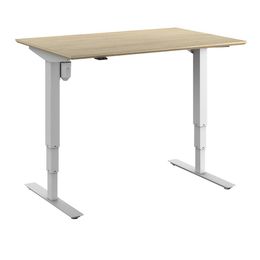 Schreibtisch Atlanta Trend, elektrisch höhenverstellbar, gerade, BxT 1200 x 800 mm, Eiche/weiß kaiserkraft