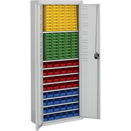 Mauser Magazinschrank mit Sichtlagerk&auml;sten, HxBxT 1740 x 680 x 280 mm, einfarbig, grau, 138 K&auml;sten