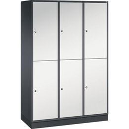 C+P Doppelstock-Spind Intro, 3 Abteile, schwarzgrau / lichtgrau, BxT 1220 x 500 mm