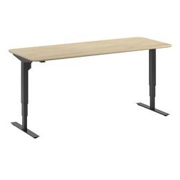 Schreibtisch Atlanta Trend, elektrisch höhenverstellbar, gerade, abgerundete Ecken, BxT 2000 x 800 mm, Eiche/schwarz kaiserkraft