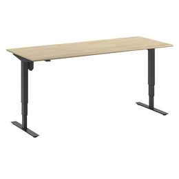 Schreibtisch Atlanta Trend, elektrisch höhenverstellbar, gerade, BxT 2000 x 800 mm, Eiche/schwarz kaiserkraft