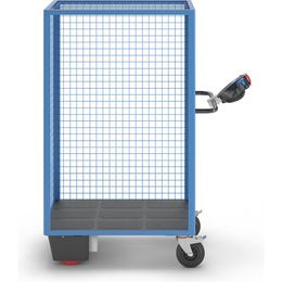 eurokraft pro Etagenwagen mit Elektroantrieb, L&auml;ngsseite offen, ohne Etagenb&ouml;den, lichtblau