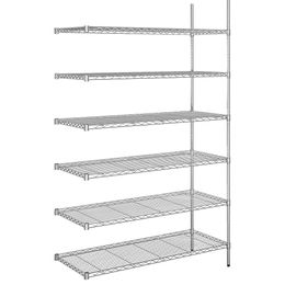 Stahldraht-Gitterregal, verchromt, Fachlast 100 kg, BxT 1220 x 610 mm, Anbauregal, Höhe 2180 mm, 6 Fachböden kaiserkraft