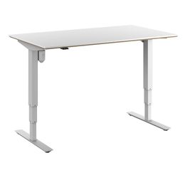 Schreibtisch Atlanta Trend, elektrisch höhenverstellbar, gerade, BxT 1400 x 800 mm, weiß/weiß kaiserkraft