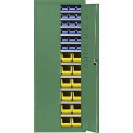 Mauser Magazinschrank mit Sichtlagerk&auml;sten, HxBxT 1740 x 680 x 280 mm, einfarbig, gr&uuml;n, 60 K&auml;sten