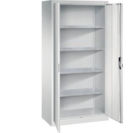 C+P Werkstatt-Fl&uuml;gelt&uuml;rschrank, HxBxT 1950 x 930 x 500 mm, lichtgrau / lichtgrau