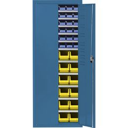Mauser Magazinschrank mit Sichtlagerk&auml;sten, HxBxT 1740 x 680 x 280 mm, einfarbig, blau, 60 K&auml;sten
