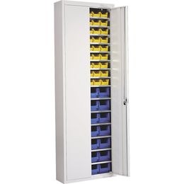 Mauser Magazinschrank mit Sichtlagerk&auml;sten, HxBxT 2150 x 680 x 280 mm, einfarbig, grau, 82 K&auml;sten