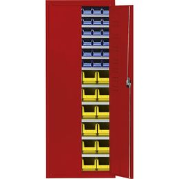 Mauser Magazinschrank mit Sichtlagerk&auml;sten, HxBxT 1740 x 680 x 280 mm, einfarbig, rot, 60 K&auml;sten