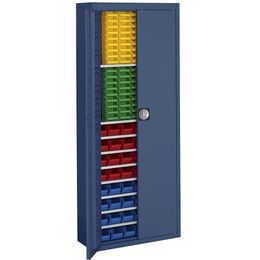Mauser Magazinschrank mit Sichtlagerk&auml;sten, HxBxT 1740 x 680 x 280 mm, einfarbig, blau, 138 K&auml;sten