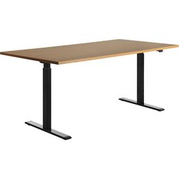 Topstar Schreibtisch, elektrisch höhenverstellbar, gerade, BxT 1800 x 800 mm, Buche/schwarz