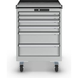 LISTA Schubladenschrank, fahrbar, BxT 564 x 572 mm, 6 Schubladen, lichtgrau