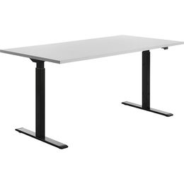 Topstar Schreibtisch, elektrisch höhenverstellbar, gerade, BxT 1600 x 800 mm, lichtgrau/schwarz