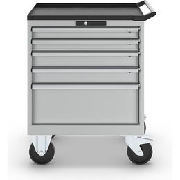 LISTA Schubladenschrank, fahrbar, BxTxH 717 x 572 x 962 mm, Schubladen 2 x 75 / 2 x 100 / 1 x 250 mm, lichtgrau