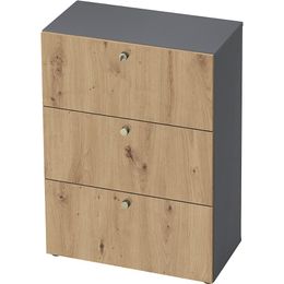 eurokraft pro H&auml;ngeregistraturschrank, HxBxT 1100 x 800 x 420 mm, graphit / Asteiche