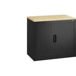 C+P Rollladenschrank mit Horizontal-Jalousie, HxBxT 720 x 800 x 420 mm, 1 Fachboden, 1,5 Ordnerhöhen, schwarzgrau