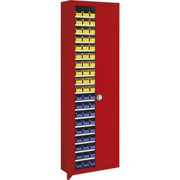 Mauser Magazinschrank mit Sichtlagerk&auml;sten, HxBxT 2150 x 680 x 280 mm, einfarbig, rot, 114 K&auml;sten