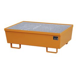 eurokraft pro Stahl-Auffangwanne mit Randprofilierung, f&uuml;r 2 x 200-l-F&auml;sser, orange RAL 2000