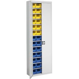 Mauser Magazinschrank mit Sichtlagerk&auml;sten, HxBxT 2150 x 680 x 280 mm, einfarbig, grau, 52 K&auml;sten