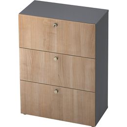 eurokraft pro H&auml;ngeregistraturschrank, HxBxT 1100 x 800 x 420 mm, graphit / Nussbaum