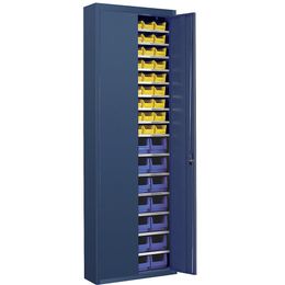 Mauser Magazinschrank mit Sichtlagerk&auml;sten, HxBxT 2150 x 680 x 280 mm, einfarbig, blau, 82 K&auml;sten