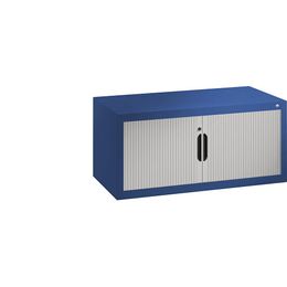 C+P Rollladen-Aufsatzschrank, HxBxT 450 x 1000 x 420 mm, enzianblau / lichtgrau