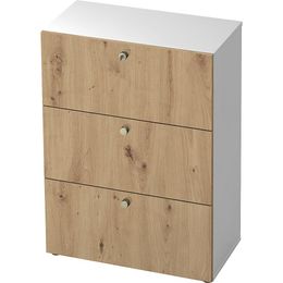 eurokraft pro H&auml;ngeregistraturschrank, HxBxT 1100 x 800 x 420 mm, wei&szlig; / Asteiche