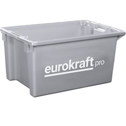eurokraft pro Drehstapelbeh&auml;lter aus lebensmittelechtem Polypropylen, Volumen 70 l, VE 2 Stk, W&auml;nde und Boden geschlossen, grau