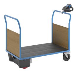 eurokraft pro Plattformwagen mit Elektroantrieb, 2 MDF-Stirnw&auml;nde, LxBxH 1620 x 800 x 1300 mm