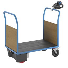 eurokraft pro Plattformwagen mit Elektroantrieb, 2 MDF-Stirnw&auml;nde, LxBxH 1420 x 700 x 1300 mm