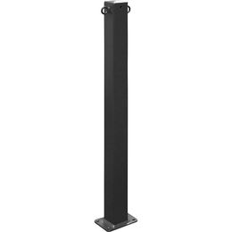 Schake Absperrpfosten, 70 x 70 mm, Eisenglimmer, zum Aufd&uuml;beln, mit 2 &Ouml;sen