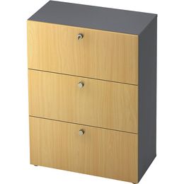 eurokraft pro H&auml;ngeregistraturschrank, HxBxT 1100 x 800 x 420 mm, graphit / Buche