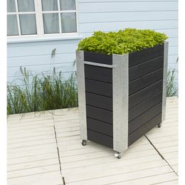 Pflanzkasten mit Rollen, HxBxT 950 x 870 x 500 mm, schwarz kaiserkraft