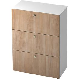 eurokraft pro H&auml;ngeregistraturschrank, HxBxT 1100 x 800 x 420 mm, wei&szlig; / Nussbaum-Dekor