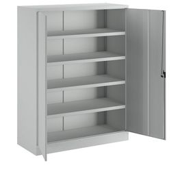 Pavoy Schwerlastschrank, extrabreit, Höhe x Breite x Tiefe 1950 x 1470 x 630 mm, 4 Fachböden, grau