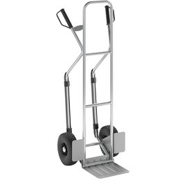 eurokraft pro Sackkarre aus Aluminium, Modell XL: gro&szlig;e Schaufel und Gleitkufen, mit klappbarer Schaufel