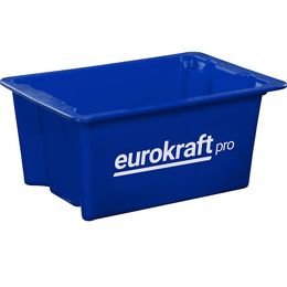 eurokraft pro Drehstapelbeh&auml;lter aus lebensmittelechtem Polypropylen, Volumen 34 l, VE 3 Stk, W&auml;nde und Boden geschlossen, blau